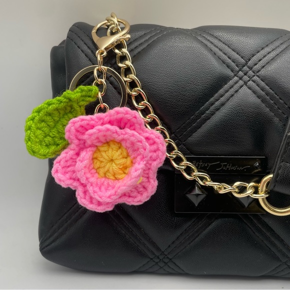 Accessories | Handmade Pink Crochet Hibiscus Bag Charm Keychain Brand ...